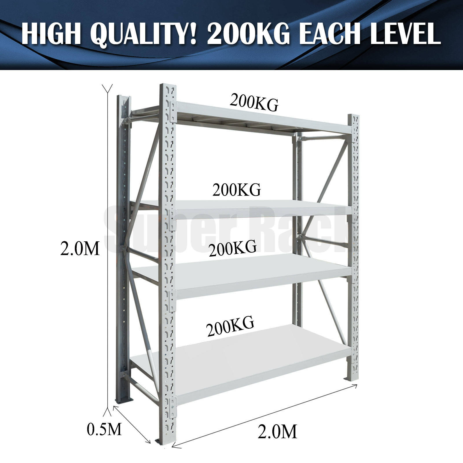 2m x 2m x 0.5m 800kg