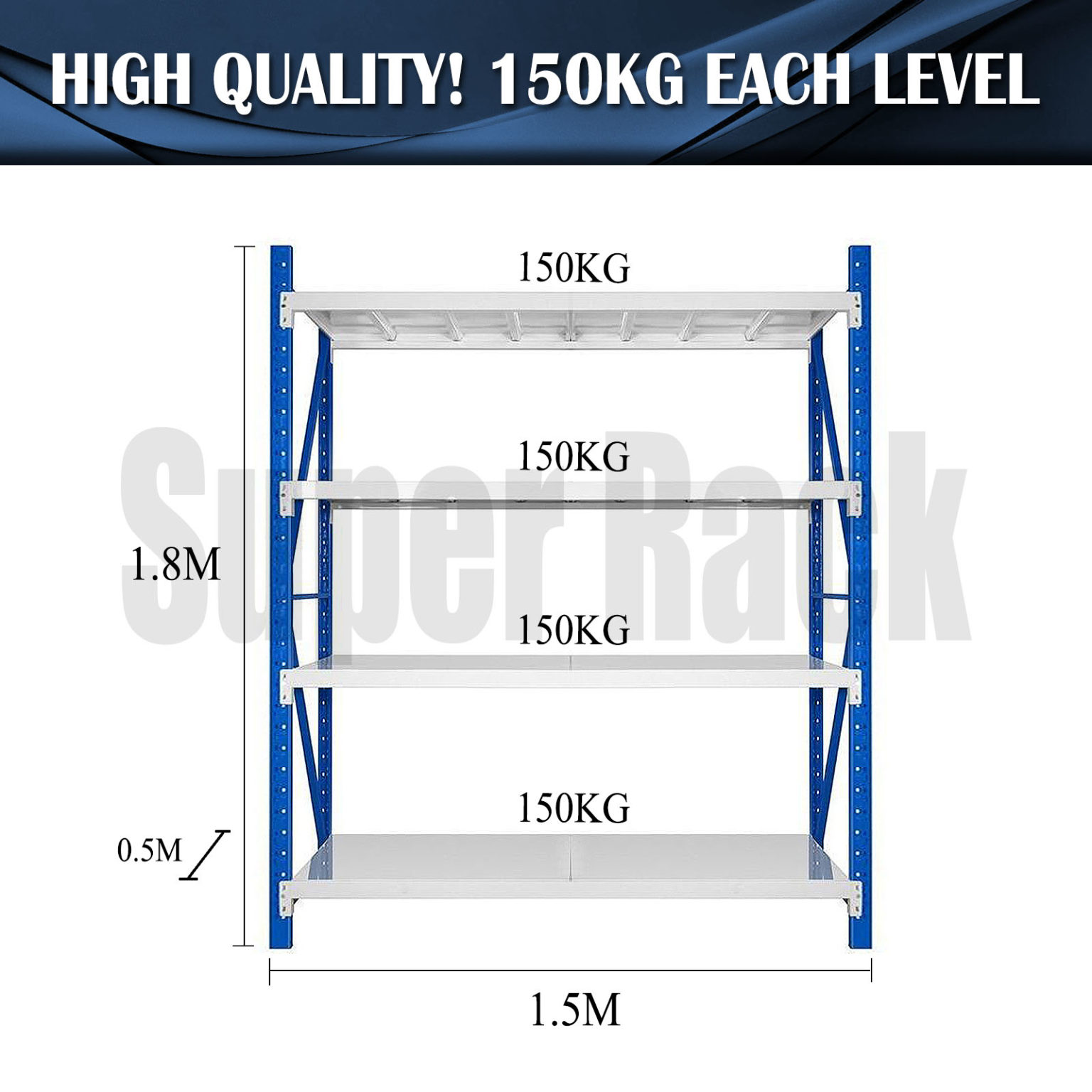 1.8m x 1.5m x 0.5m 600kg