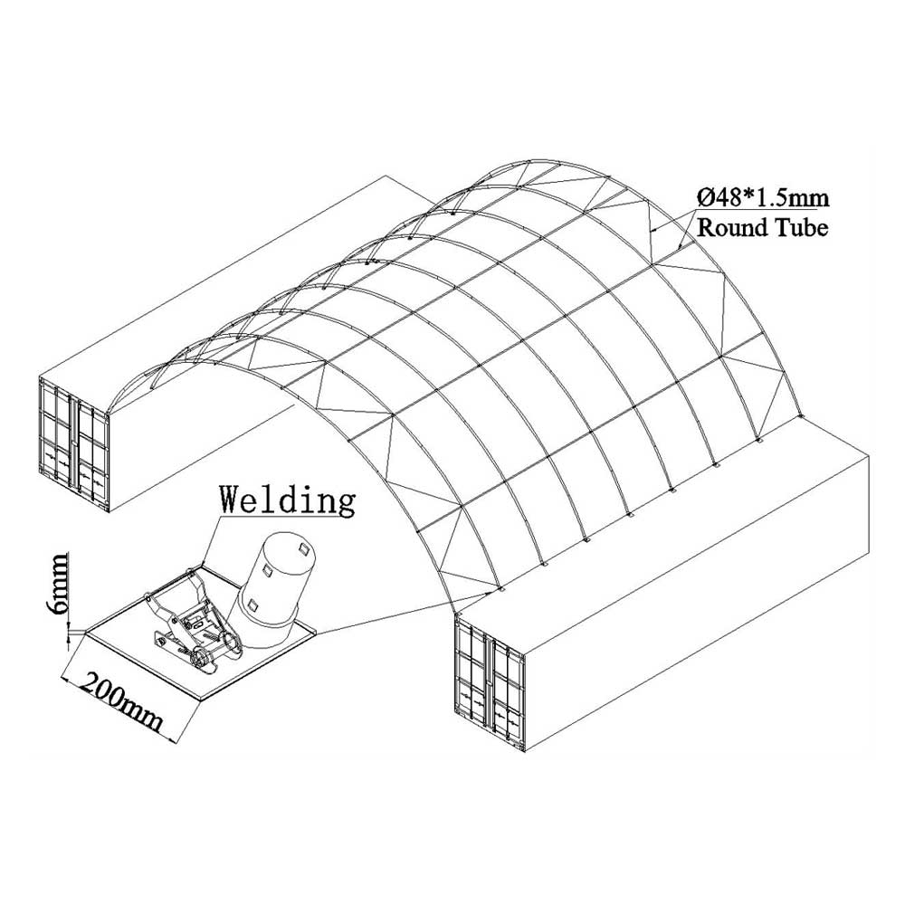 Container Dome Shelter Single Truss 12m x 12m | Super Rack