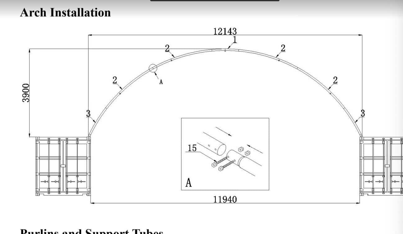 Container Dome Shelter Single Truss 12m x 12m | Super Rack