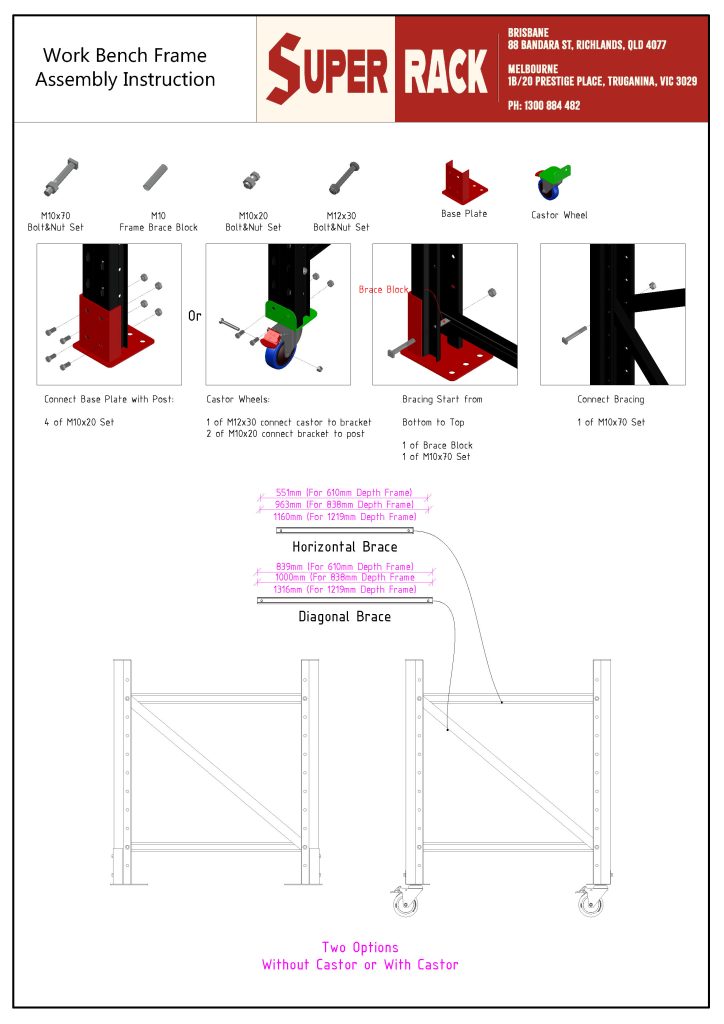 Pallet Racking Work Bench No Wheel 2591mm Long | Super Rack