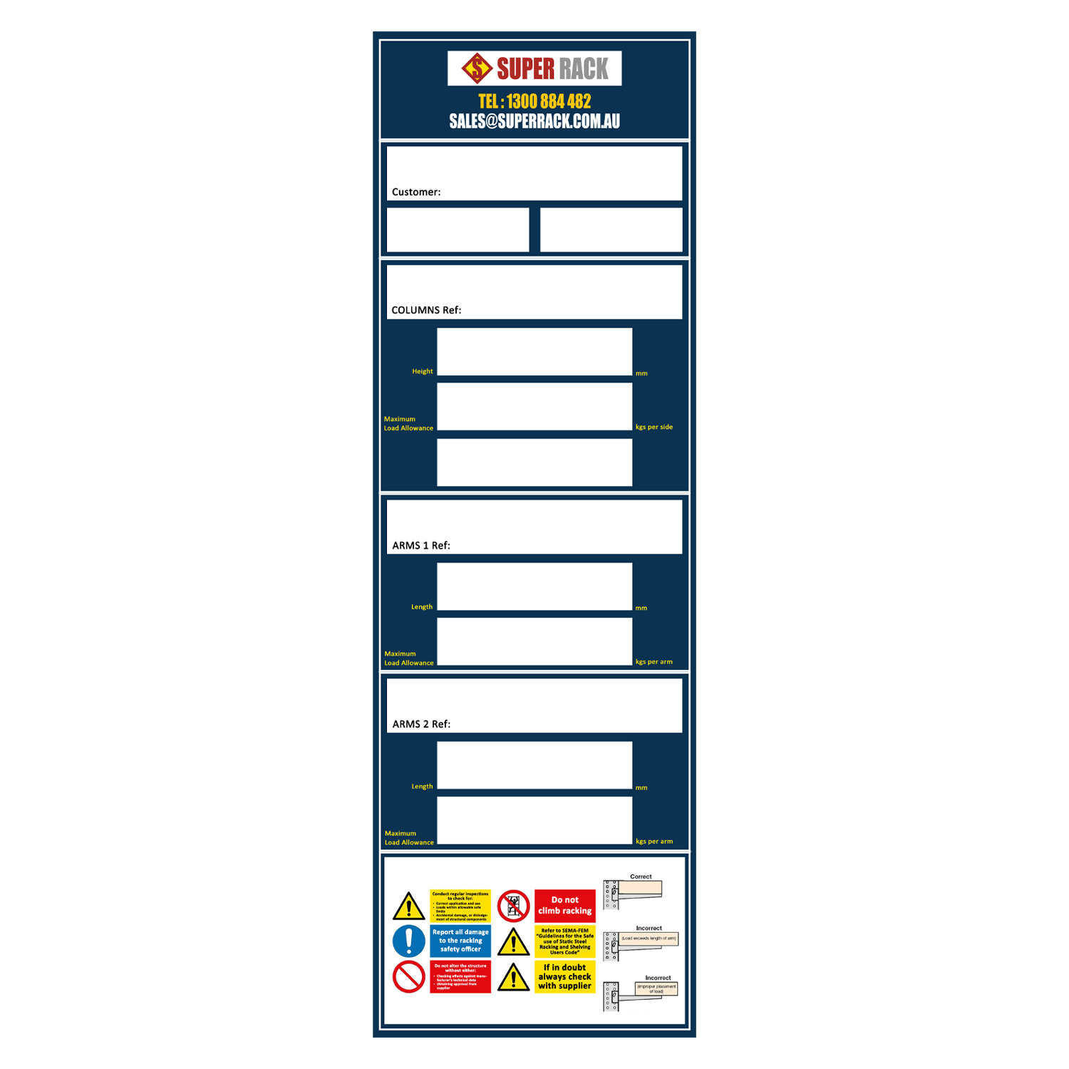 Cantilever Racking Loading Sign Indoor