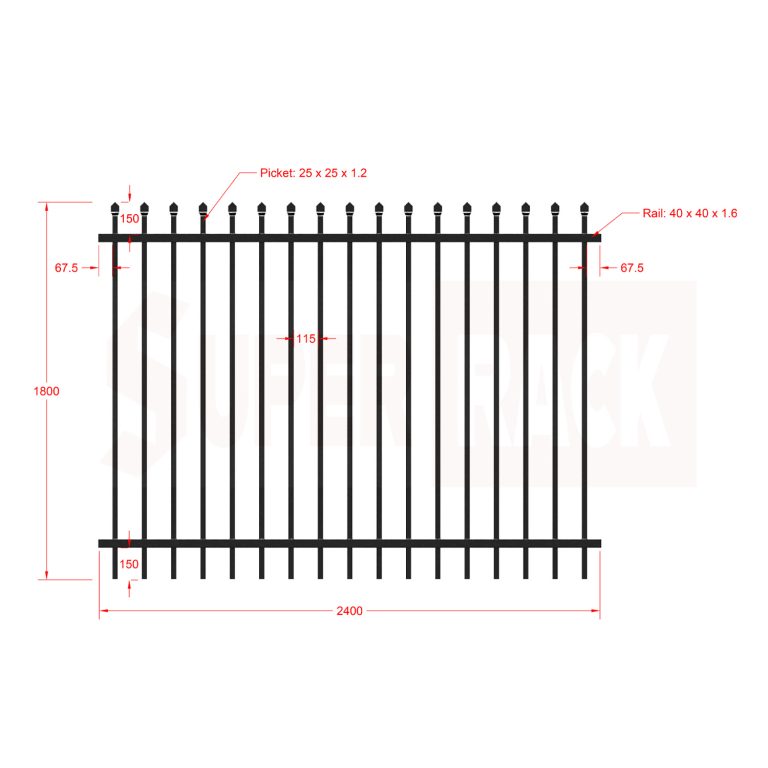 1.8M High Steel Spear Top Security Fencing Panel | Super Rack