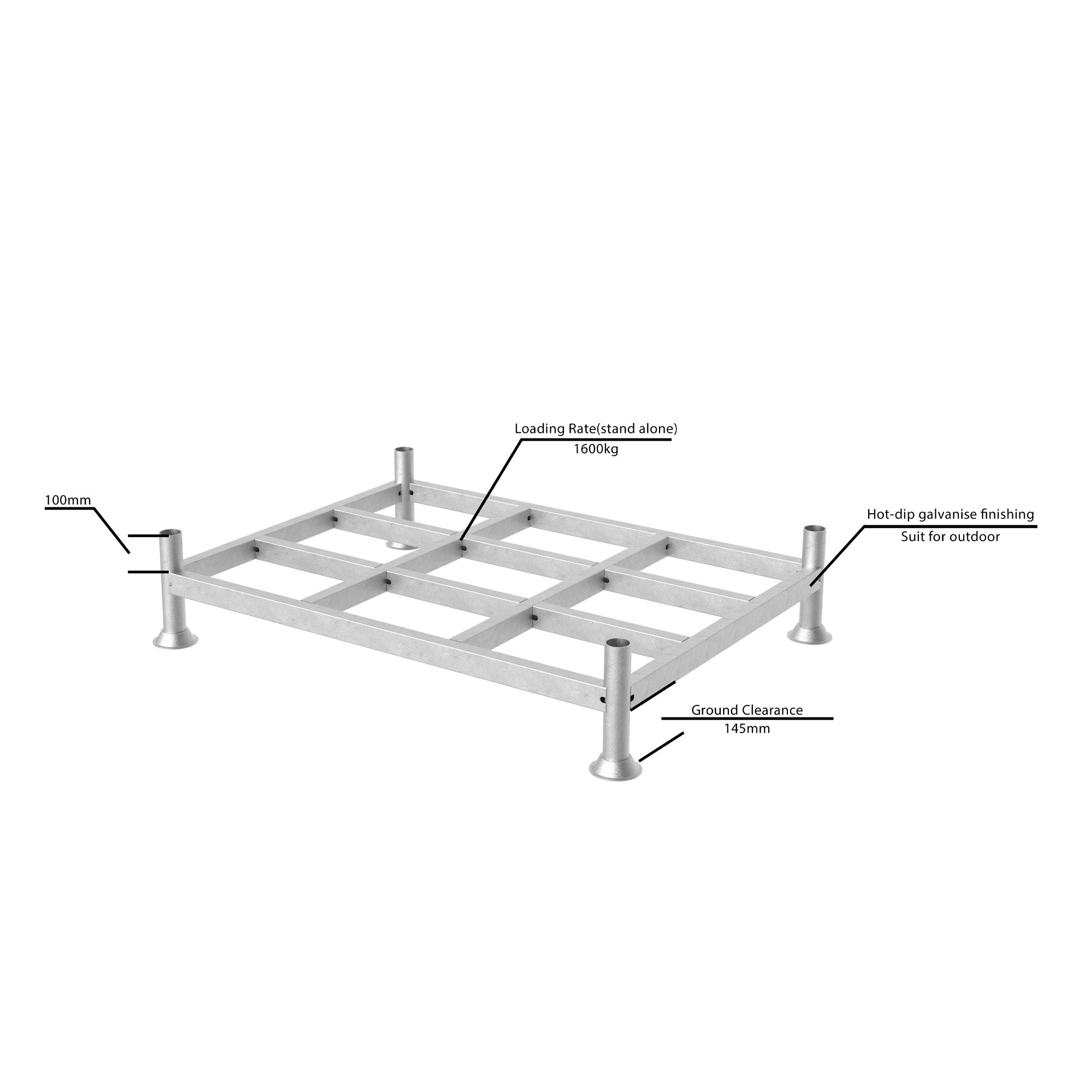 Stack Up Cage | Stackable Stillage Galvanised Base Only | Super Rack